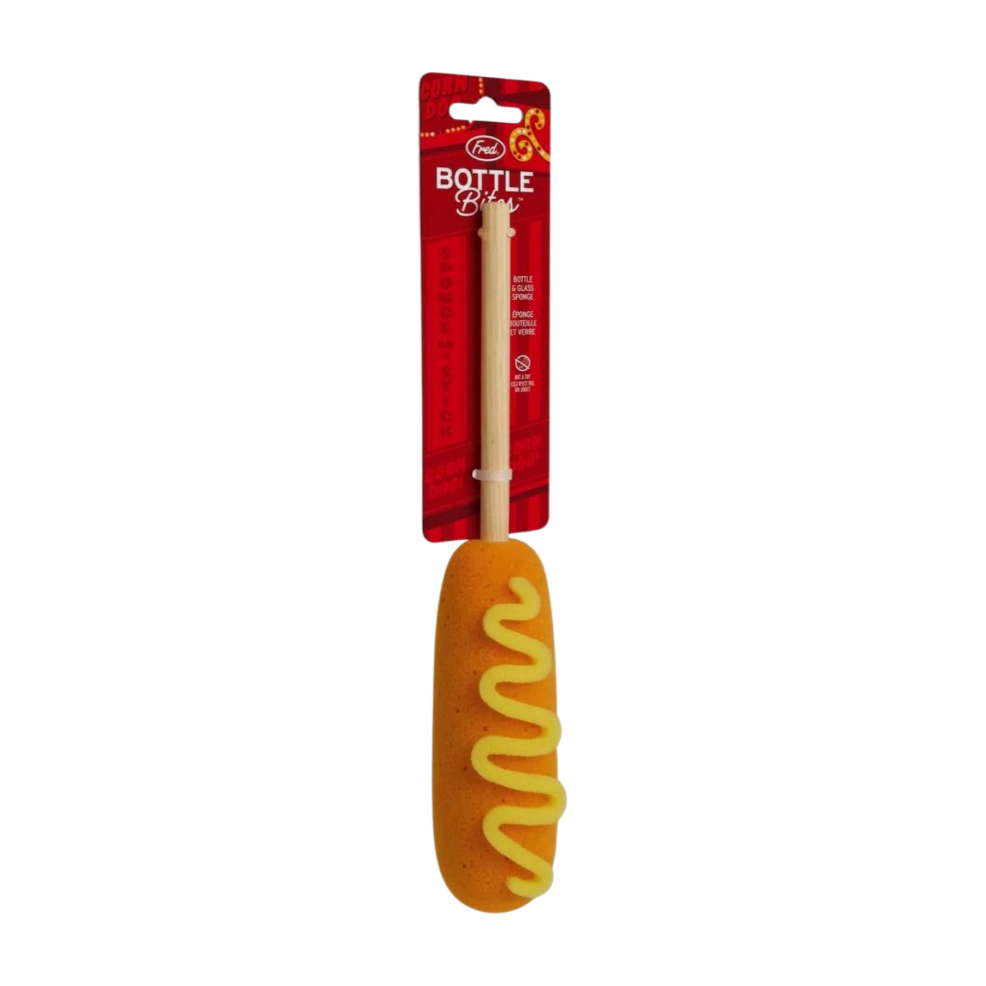 Fred Bottle Bites Corn Dog Long Handle Sponge — National Mustard Museum